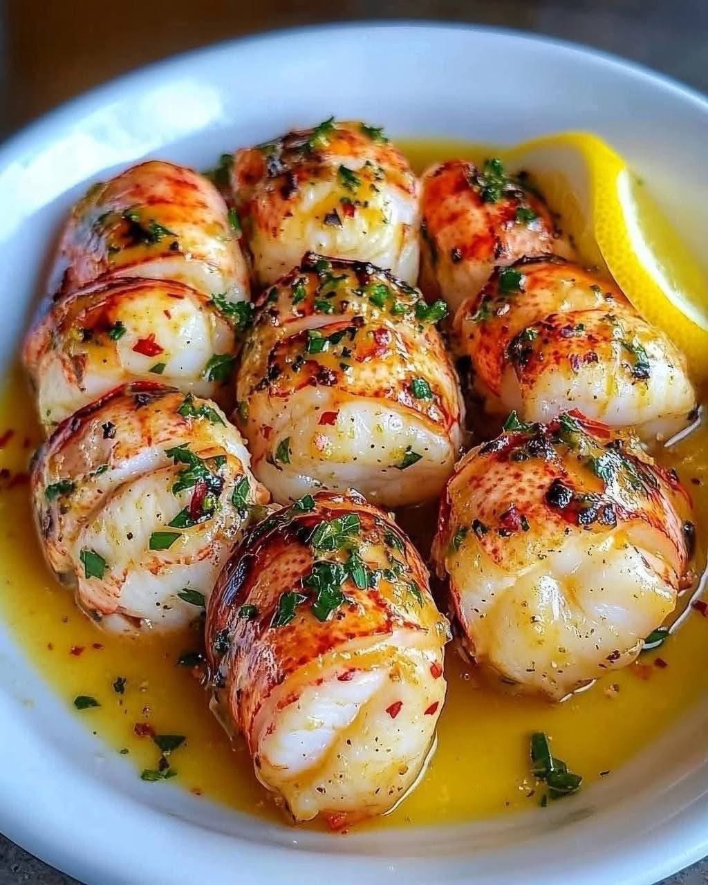 Golden Lobster Medallions in Aromatic Garlic-Herb Butter - OLD GRANDMA ...